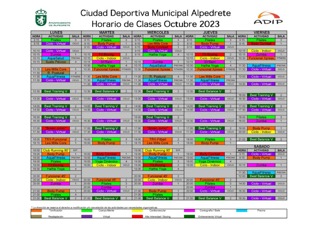 Horario de actividades de la Ciudad Deportiva Municipal - Web ...